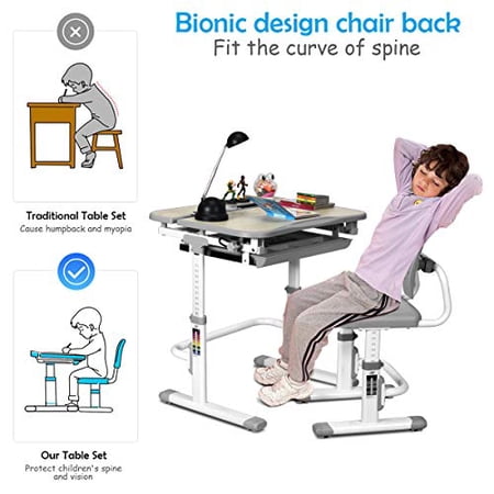 Baby Joy Kids Desk and Chair Set, Height Adjustable, Children Study ...
