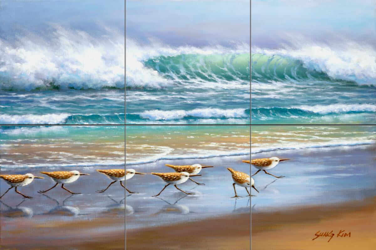 Tile Mural Kitchen Backsplash - Piper Wave-SK - by Sung Kim - Walmart.com