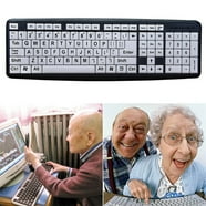 Ezsee Low Vision Keyboard Large White Print Black Keys - Walmart.com