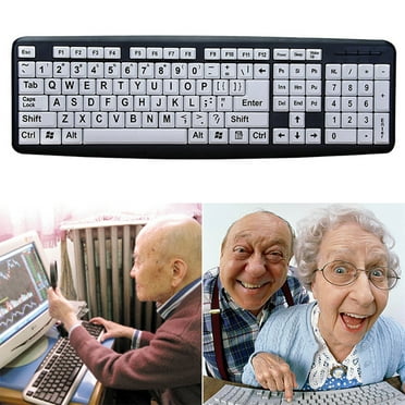 Ezsee Low Vision Keyboard Large White Print Black Keys - Walmart.com