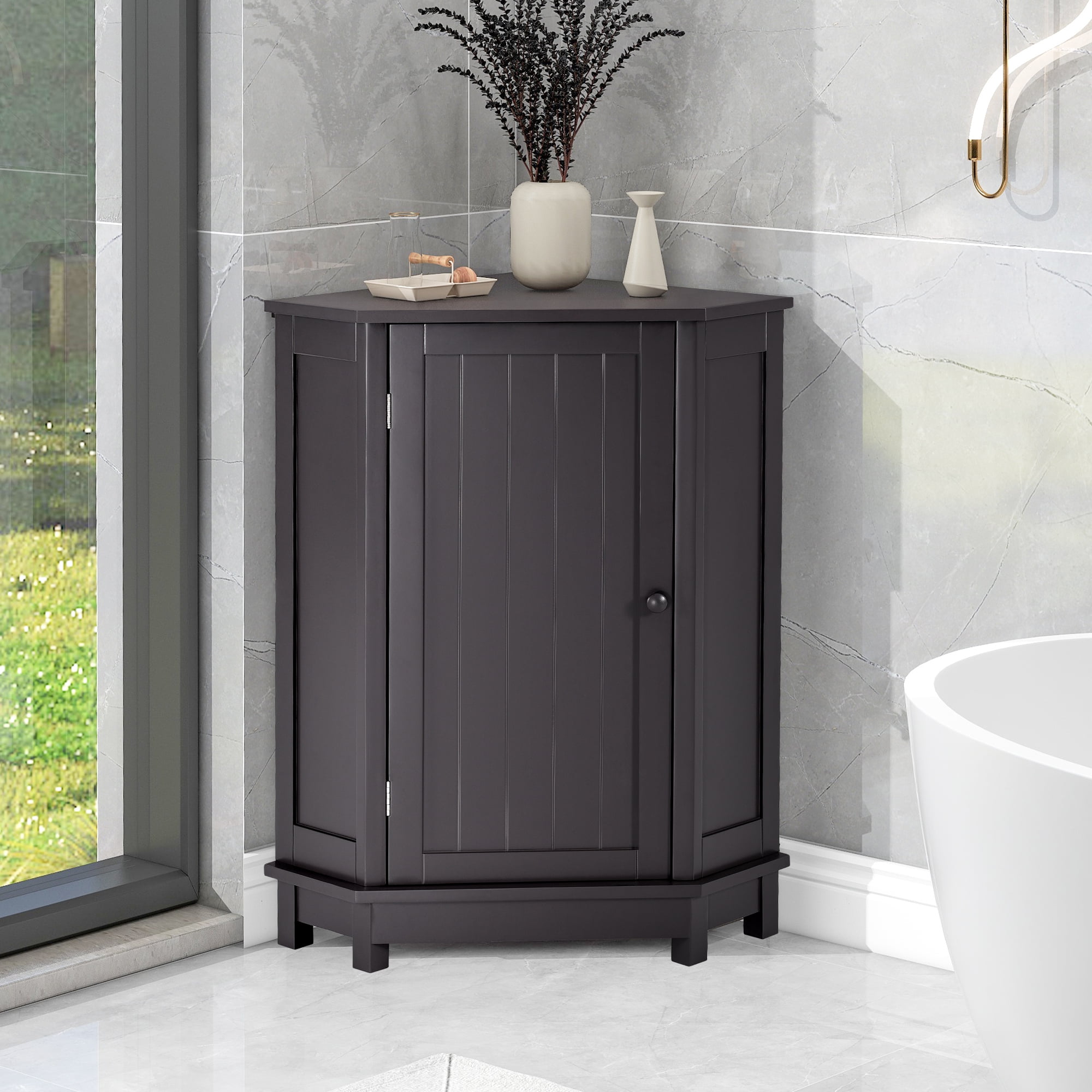 Bathroom Storage Cabinet with Adjustable Shelves,Free Standing Corner ...