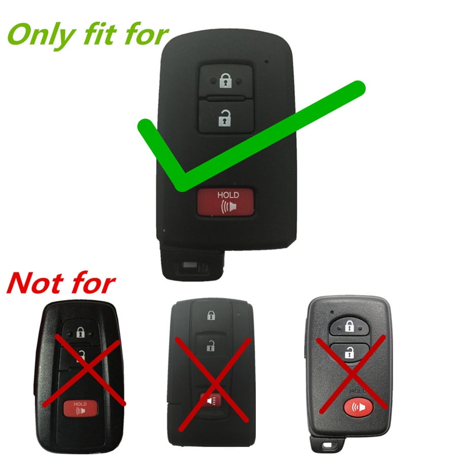 Black Leather 3 Button Smart Key Chain Cover Holder For Toyota Tacoma ...