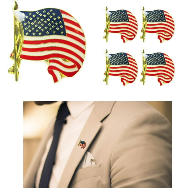 5 Gold American Flag USA Lapel Pin Tie Tack United States Patriotic ...