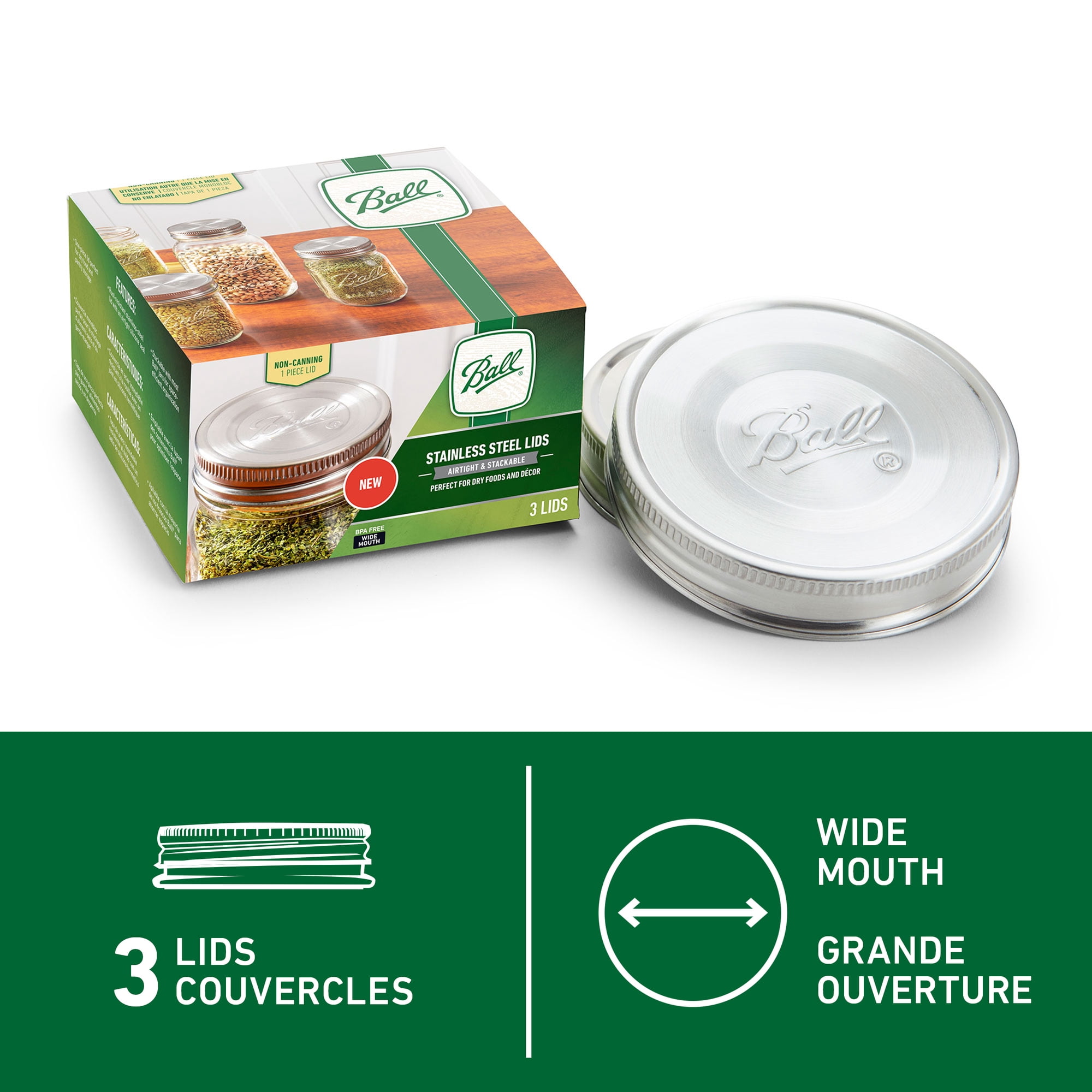Click here for Ball Stainless Steel Mason Jar Lids  Wide Mouth  3... prices