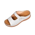 Bkhluea Women Perforated Flower Accent Wedge Slides Open Toe ...