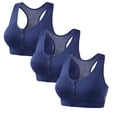 QIUOMBBP Woman Zip Front Sports Bras 3 Pack Hollow Mesh Panel Design ...