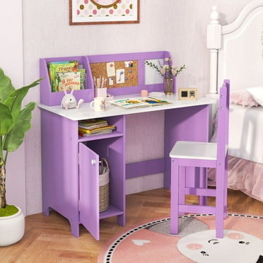UTEX Kids Study Desk with Chair, Wooden Study Table for 3-8 Years Old ...