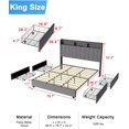 King Size Bed Frame, Velvet Upholstered LED Platform Bed with Headboard ...