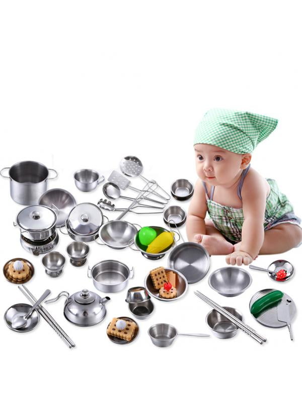 MarinaVida 16 Pcs Children Miniature Cooking Stainless Steel Pretend ...