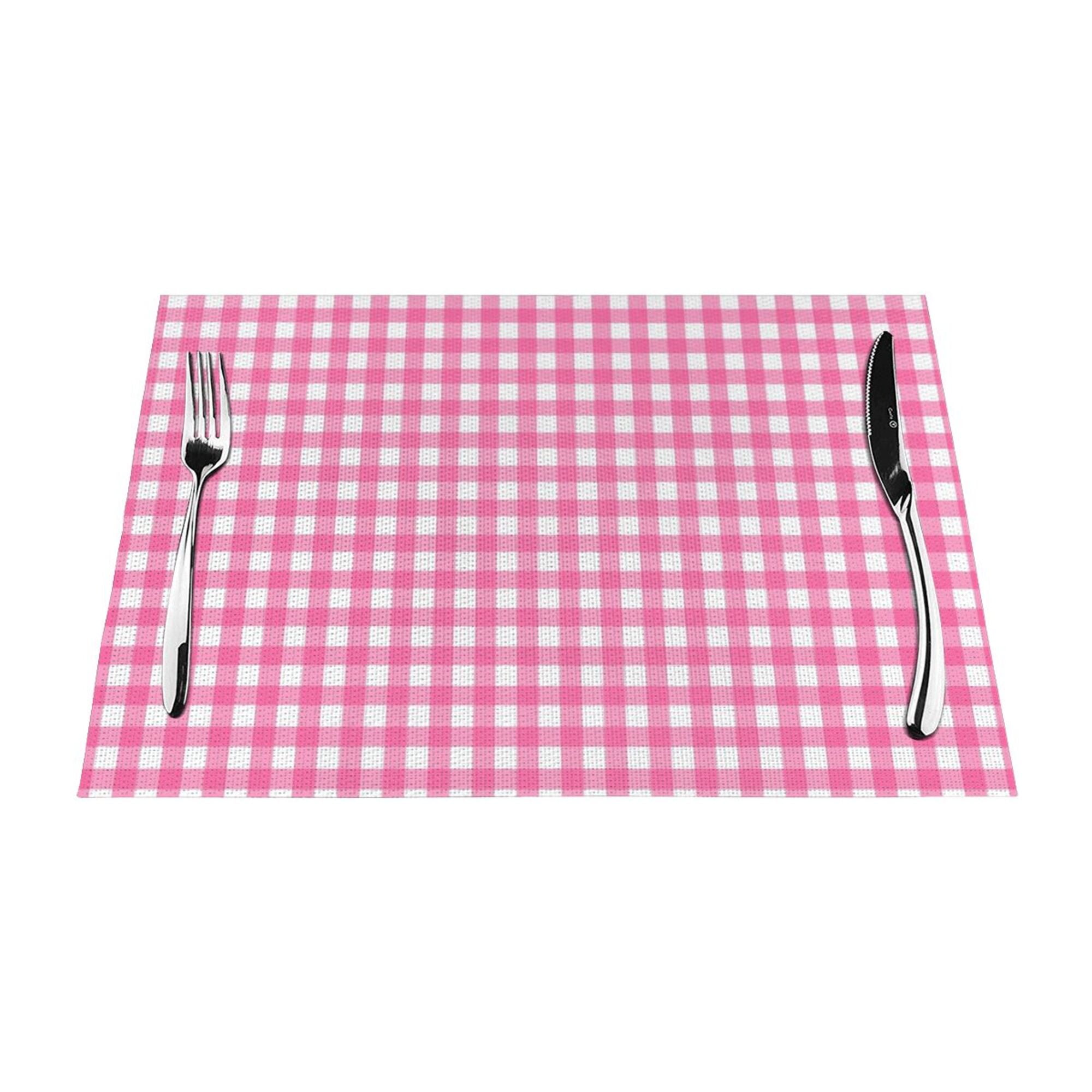 XMXY Woven Placemats Set of 6 PCS, Checked Gingham Table Mats Washable ...