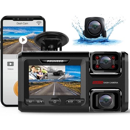 WiFi D40 Three and Dual Channel Dash Cam, Front Inside and Rear with ...