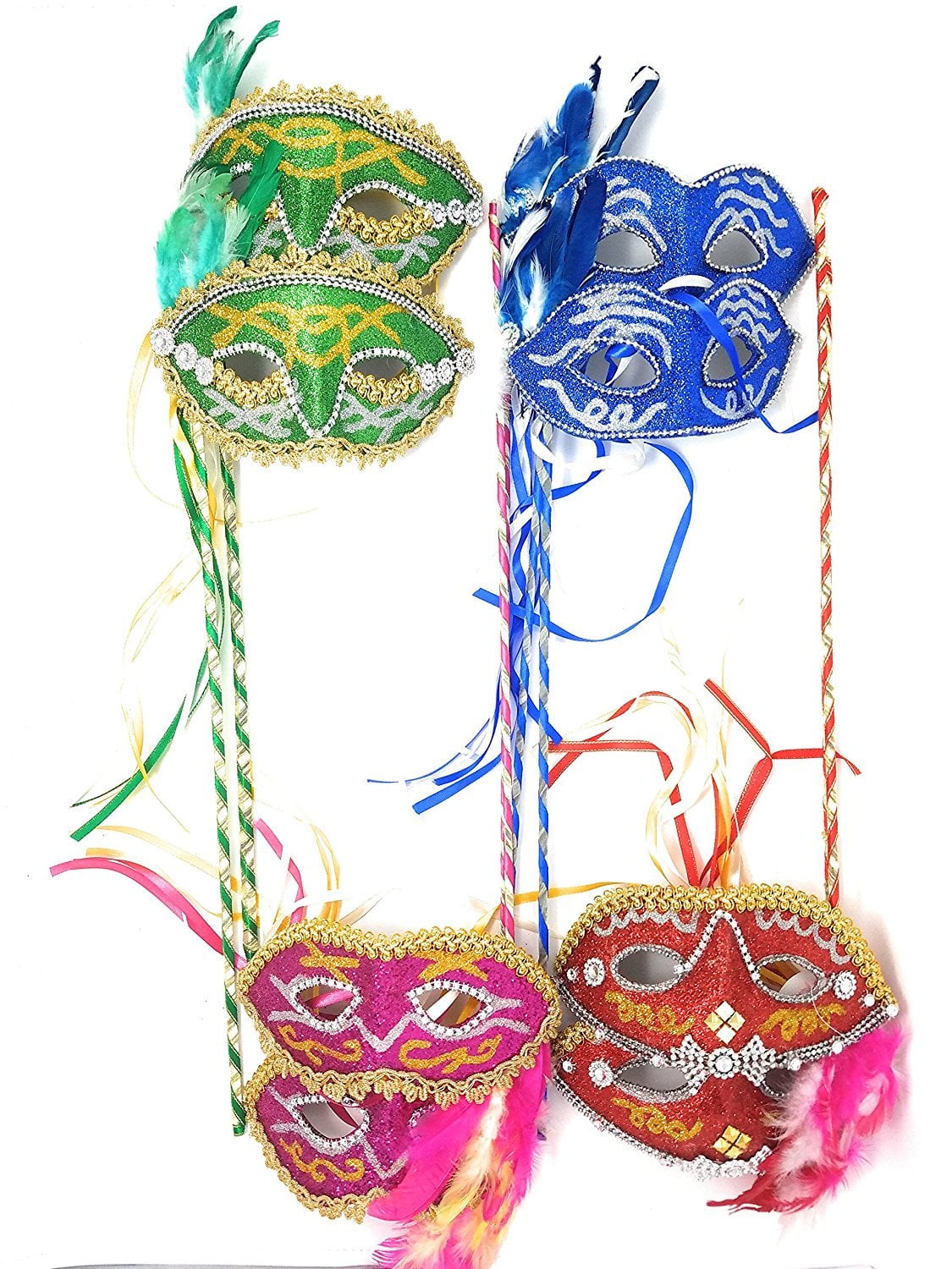 Mardi Gras 7" Feather Face Mask Masquerade Party Supplies - Cool ...