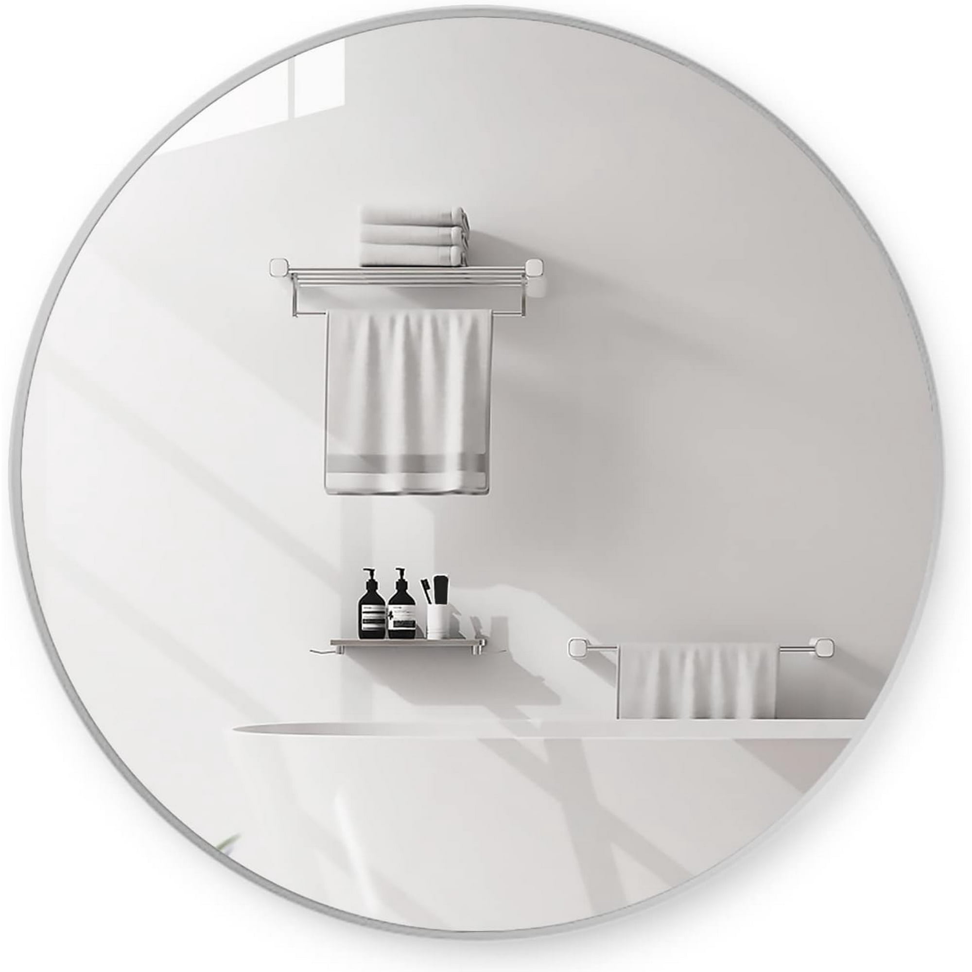 Click here for Unbranded 50x50cm Large Modern Silver Round Bathro... prices