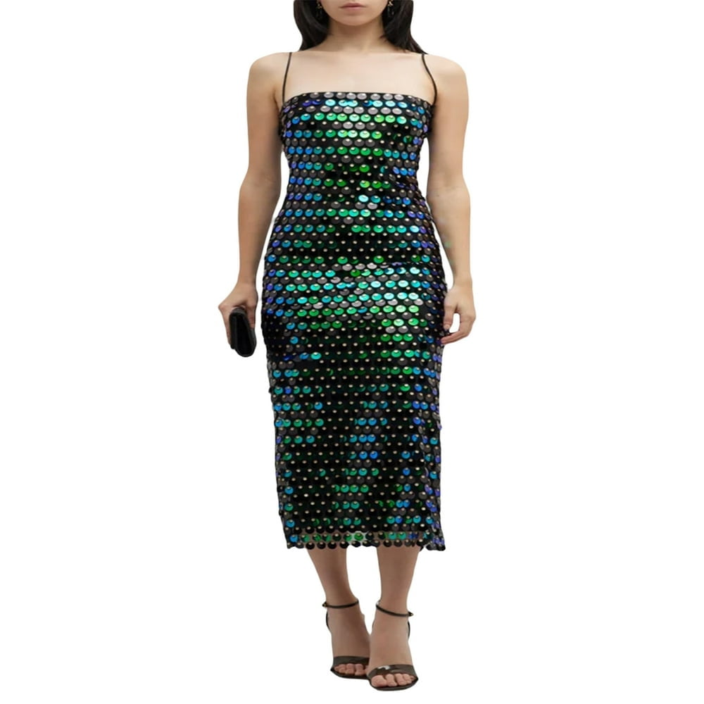 Click here for Generic Women Midi Bodycon Dress Sequins Spaghetti... prices