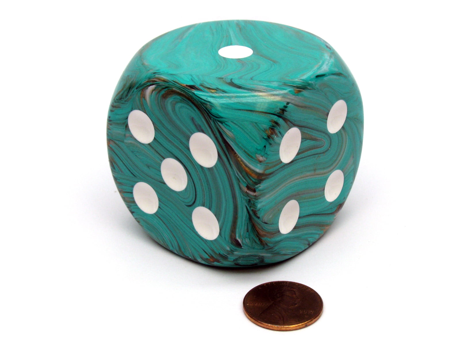 Marble 50mm Huge Large D6 Chessex Dice, 1 Piece - Oxi-Copper with White ...