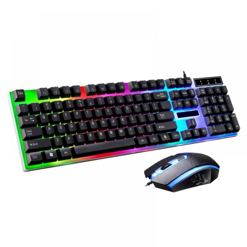 Wired Usb Luminous Game Keyboard And Mouse Computer Mechanical Feel ...