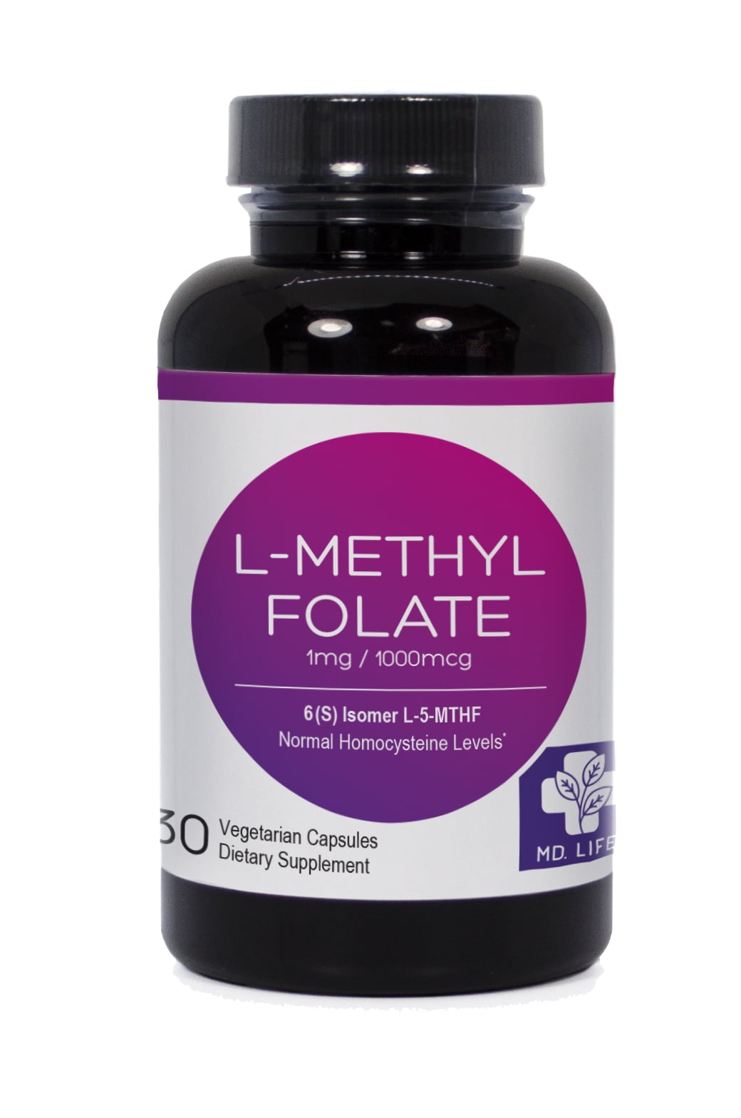 MD.Life L-Methyl Folate|5-MTHF| 1 mg| 30 Capsules Metabolically Active ...