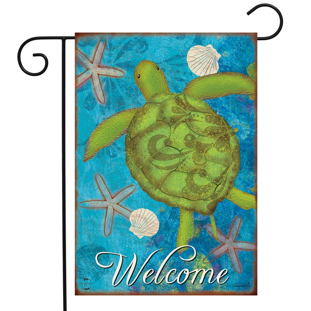 Sea Turtle Summer Garden Flag Welcome Starfish Nautical 12.5" x 18 ...