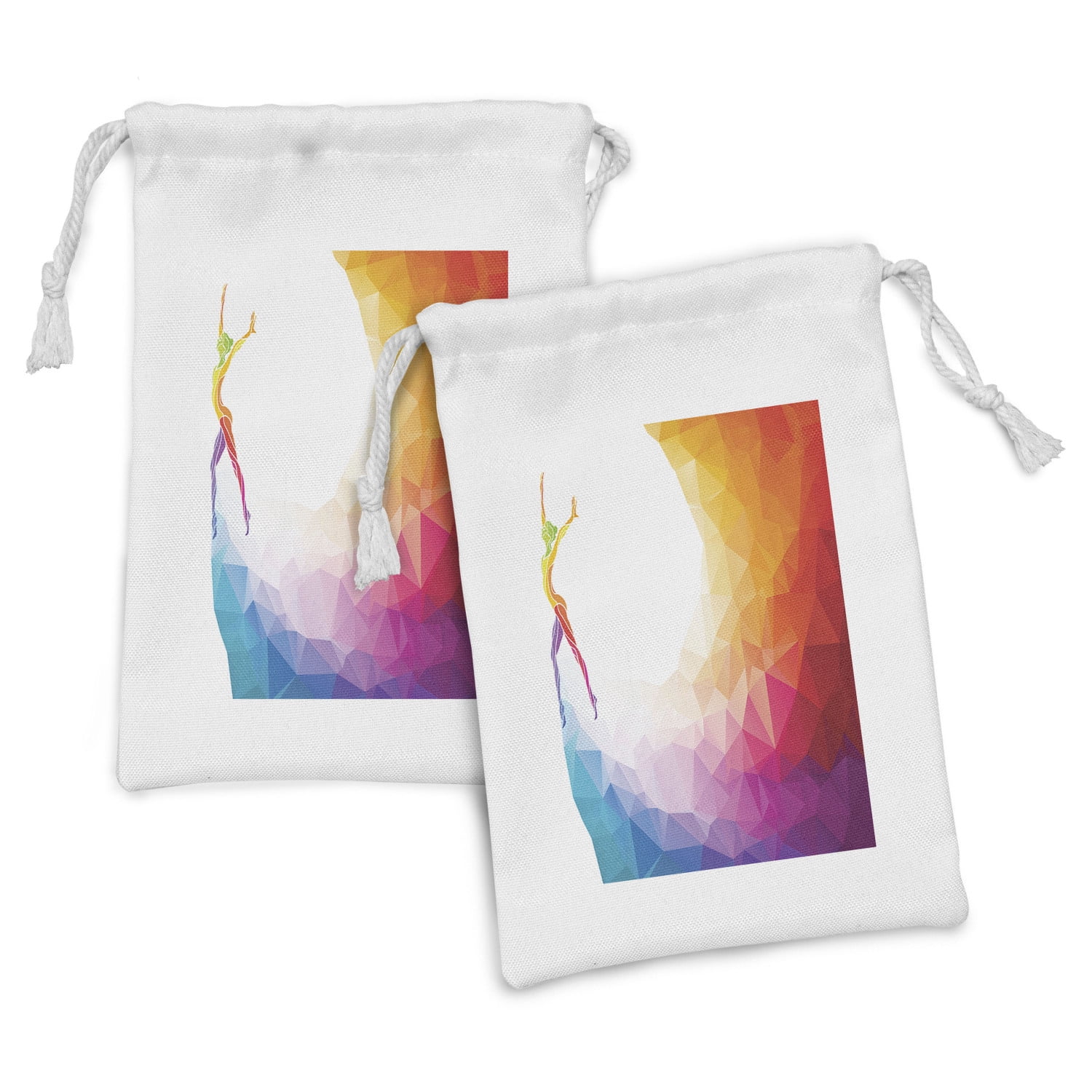 Sports Fabric Pouch Set of 2, Gymnastics Girl Gymnast Portrait Colored ...