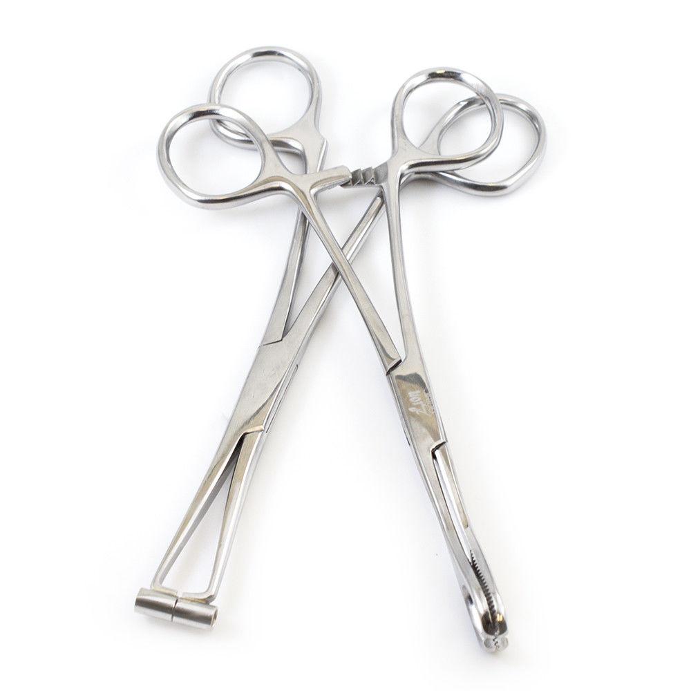 Pack of Two Piercing Forceps One septum forceps and One slotted metal ...