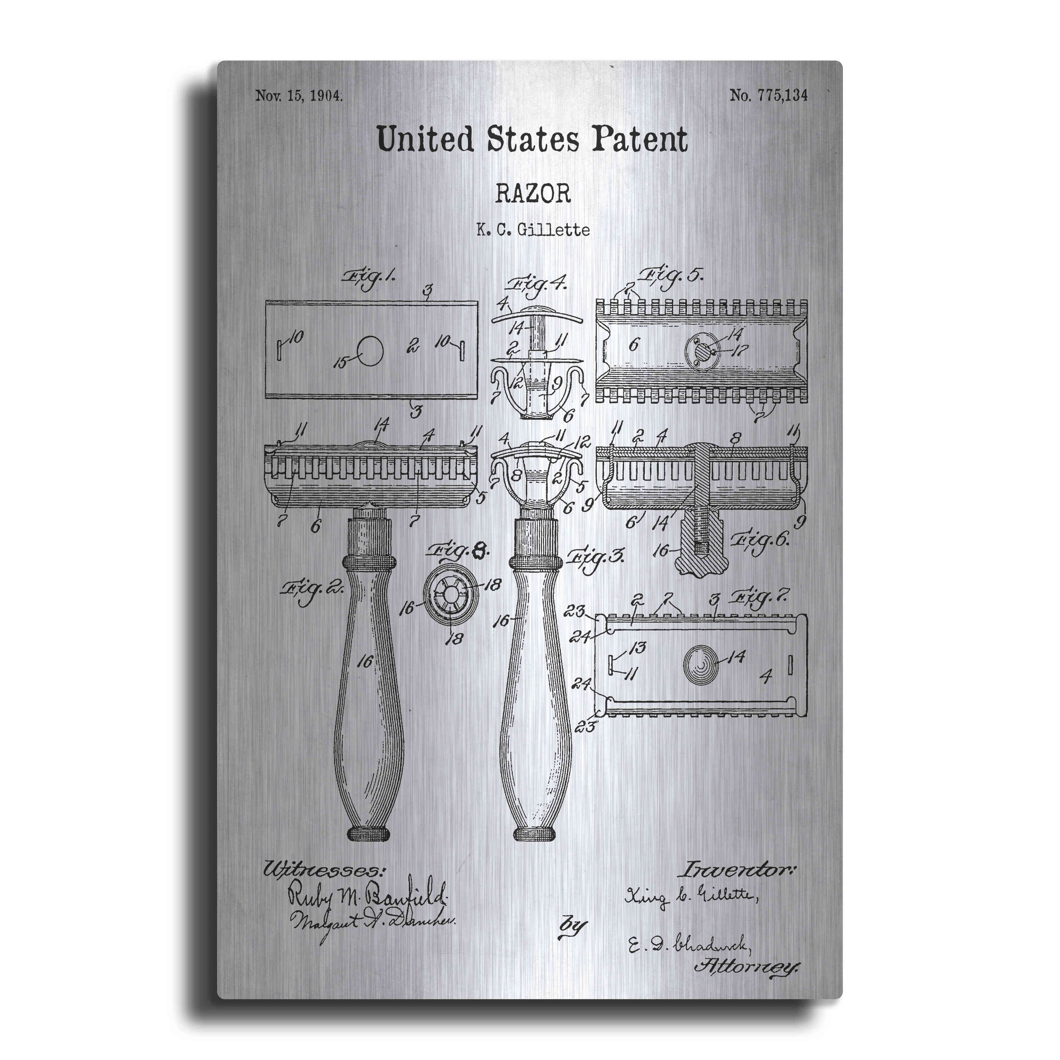 Luxe Metal Art 'Razor Vintage Patent White' Acrylic Glass Wall Art, 16 ...