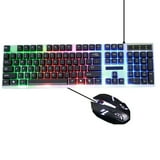 Rainbow LED Glowing Wired Gaming Keyboard & Mouse Combo, Side Buttons ...