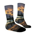 Funny Casual Cotton Socks for Men Women，Fighter Jet Airplane At Sunset ...