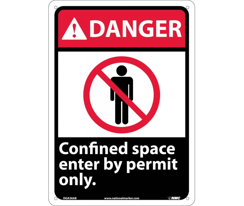 NMC Signs Dga36Ab, Danger Confined Space Enter By Permit Only Sign, 14 ...