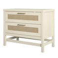 Ameriwood Home Lennon 2 Drawer Nightstand, Ivory Oak and Faux Rattan - Walmart.com