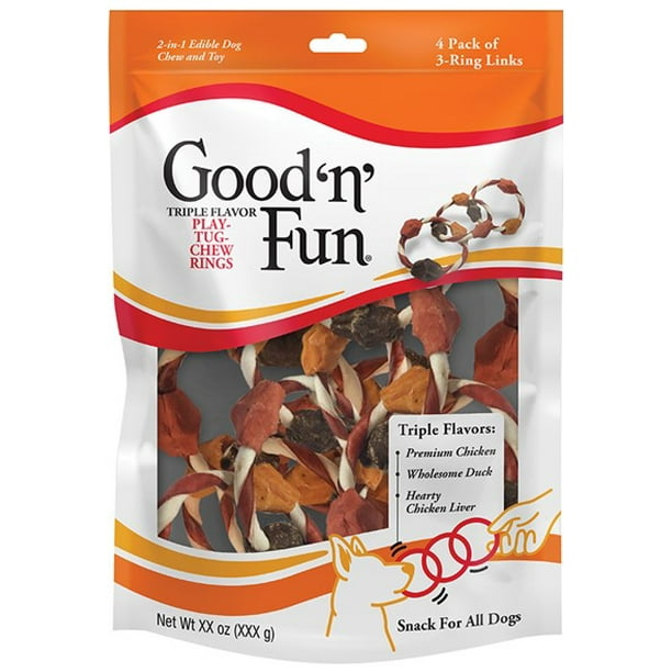 Good ’n’ Fun Triple Flavor Play-Tug-Chew Rings 4 Count, Snack For All ...