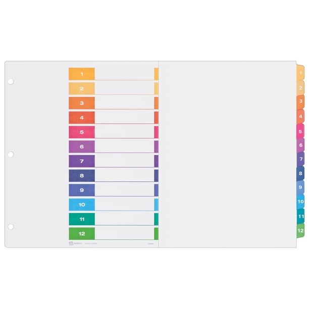 Avery Ready Index 12 Tab Dividers, Customizable TOC, 1 Set (11149 ...