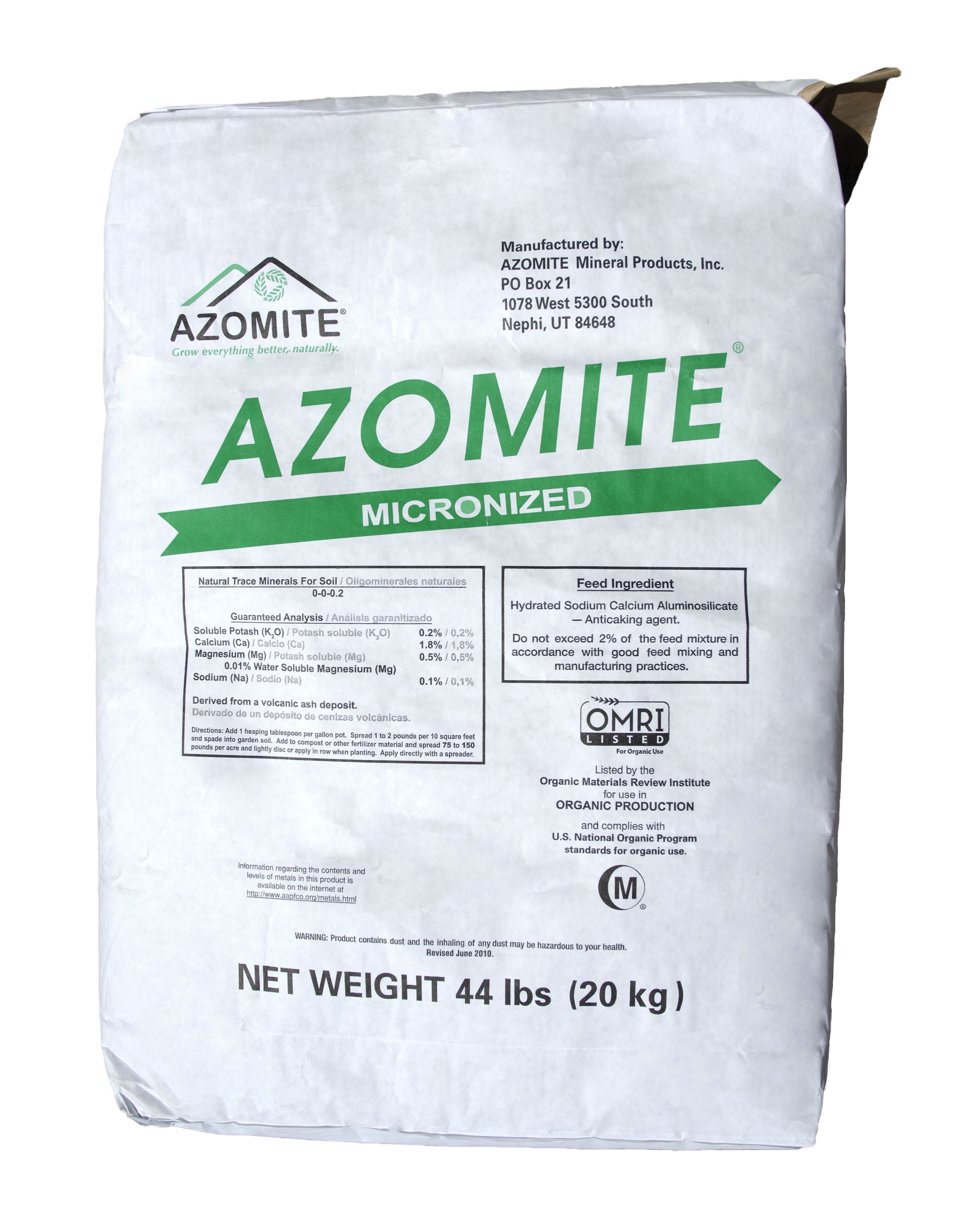 44lb Micronized Azomite All Natural, Organic Trace Mineral Fertilizer ...