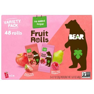 BEAR Fruit Snack Rolls Raspberry, 5 count, 3.5oz, Non-GMO, Gluten-Free ...