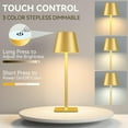 2 Pack Gold Rechargeable Table Lamps,Cordless Lamp with 6000mAh Battery ...