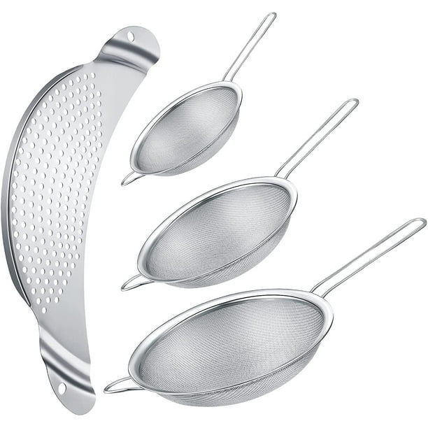 4 Pieces Stainless Steel Mesh Strainers Sets, 3 Fine Mesh Strainers ...