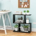 Costway 2-Tier Bookshelf: Wood Display Shelf, Free Standing Storage ...