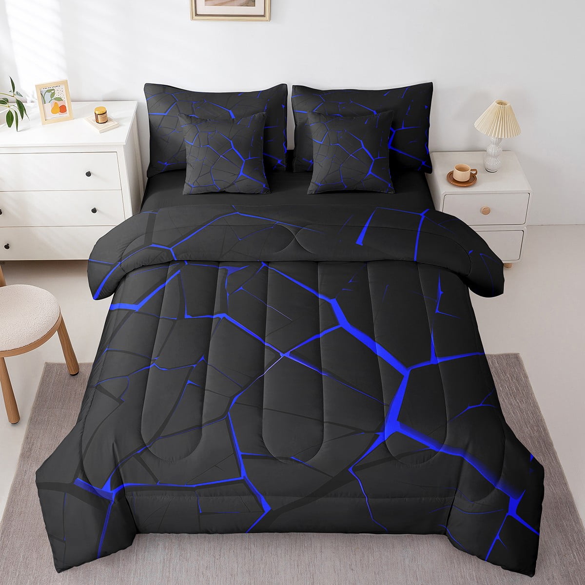 Click here for Yst Abstract Geometry 7 Piece Bed In A Bag Blue Ho... prices