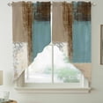 Abstract Mottled Swag Curtain Valance for Window 2 Panels Brown Teal ...
