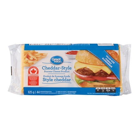 Produit de fromage léger fondu style cheddar Great Value 44 tranches ...