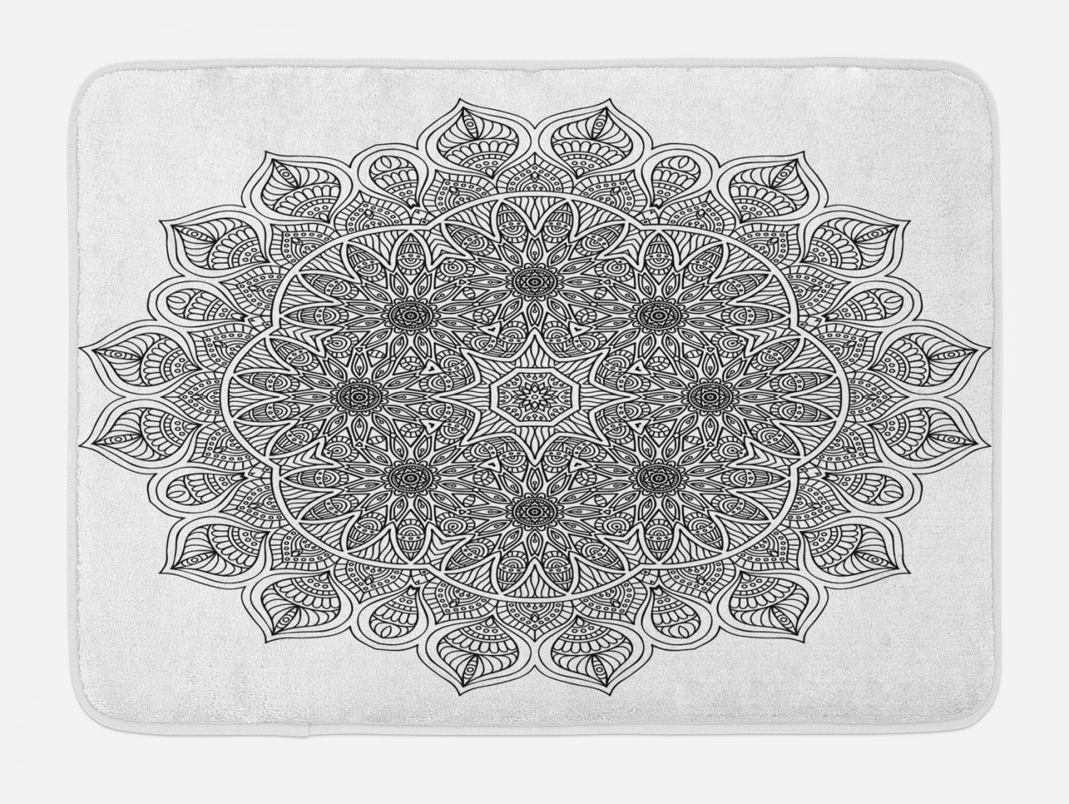 Mandala Bath Mat, Monochrome Pattern Ancient and Mystical Heritage ...