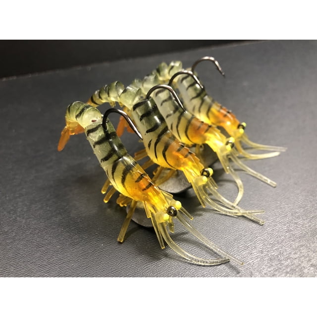 4 Piece Set 12g 70mm Mojo Tackle Co. Artificial Shrimp Lures TIGER ...