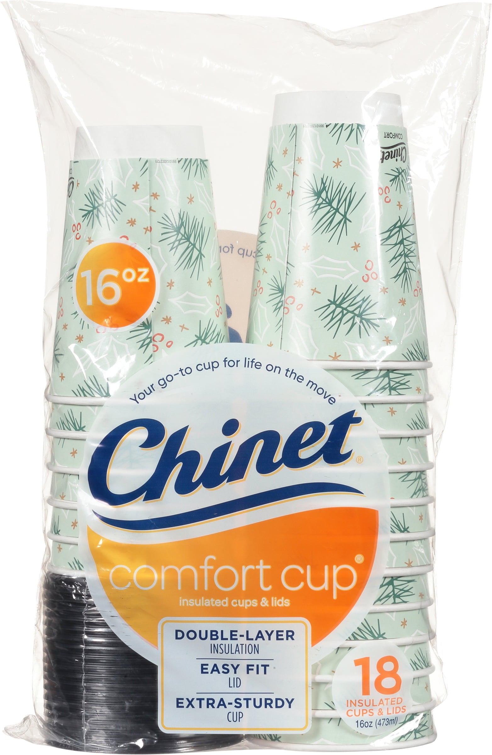 Chinet Comfort Cup 16oz Insulated Cups & Lids, Double Layer Insulation ...