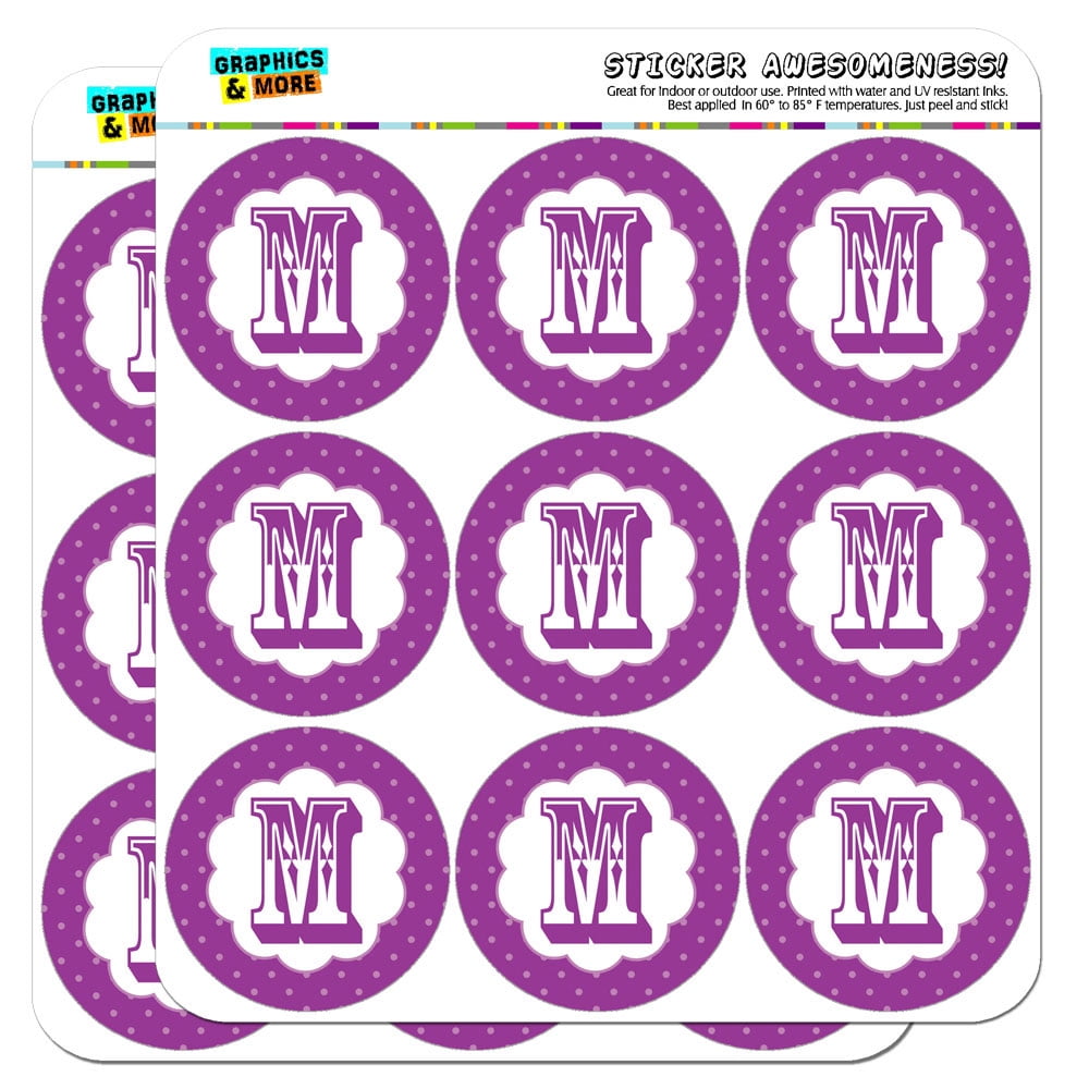 Letter M Initial Flower Purple 2" Scrapbooking Crafting Stickers ...