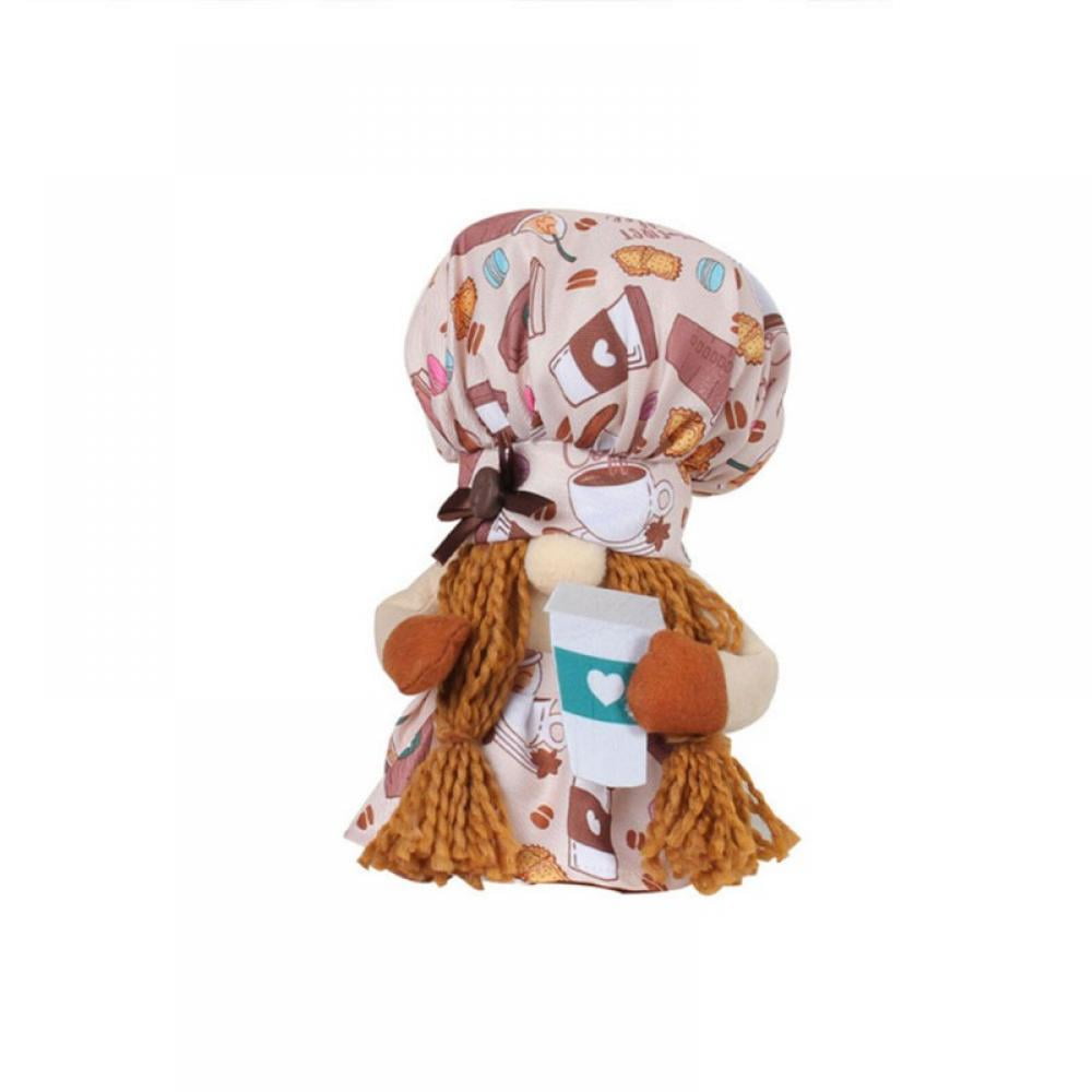 Chef Hat Faceless Dwarf Coffee Cup Pattern Plush Doll Cute Dwarf Doll ...