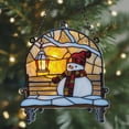 Snowman Bench Scene Suncatcher And Ornament, Faux Stained Glass Christmas Window Gift 2025 ...