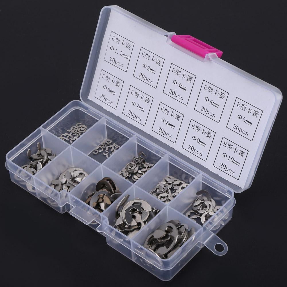 OTVIAP 200pcs Stainless Steel E-Clip E-ring Retaining Ring Assortment ...