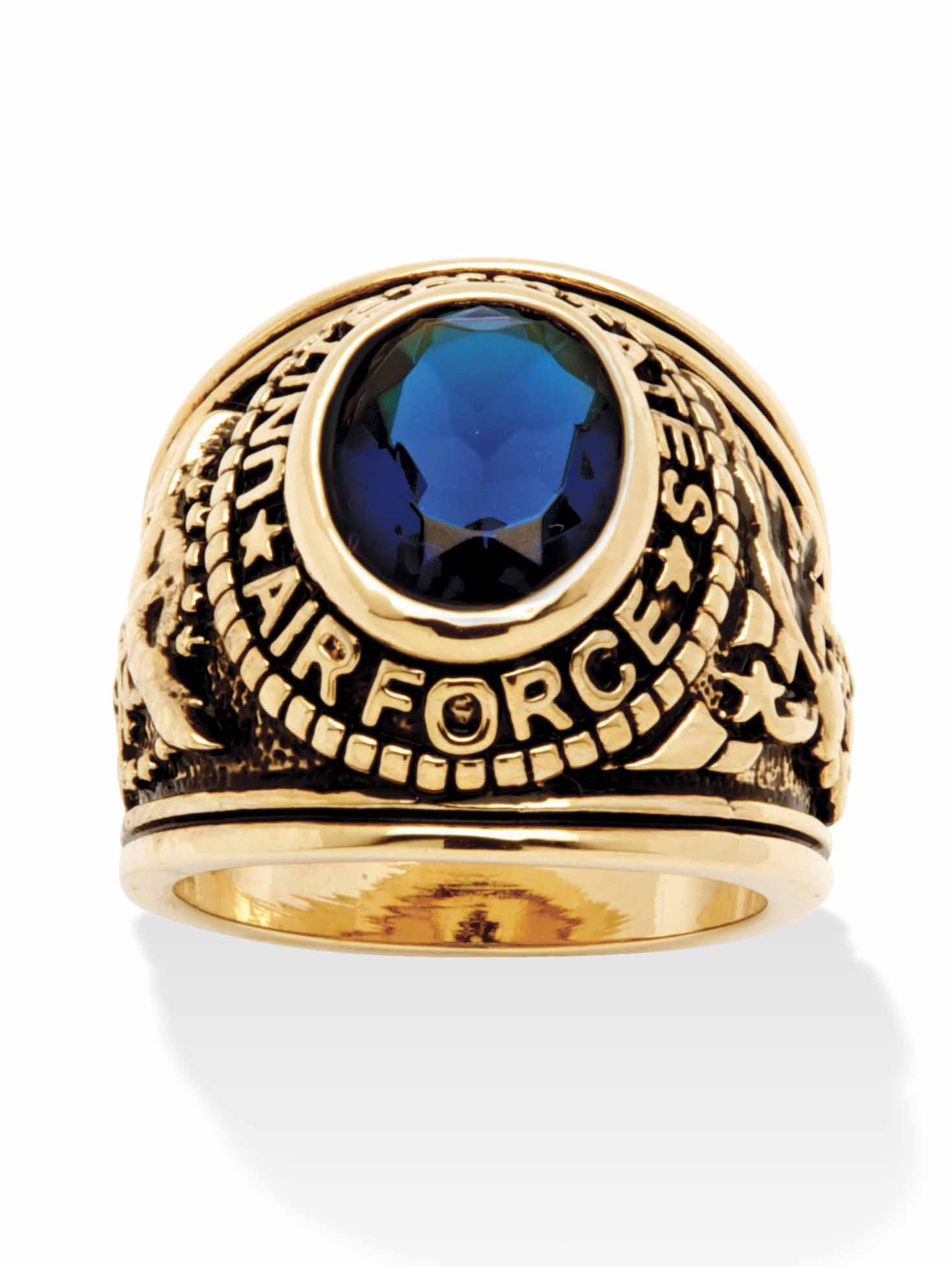 PalmBeach Jewelry Men's Oval-Cut Simulated Red Ruby or Blue Sapphire 6 ...