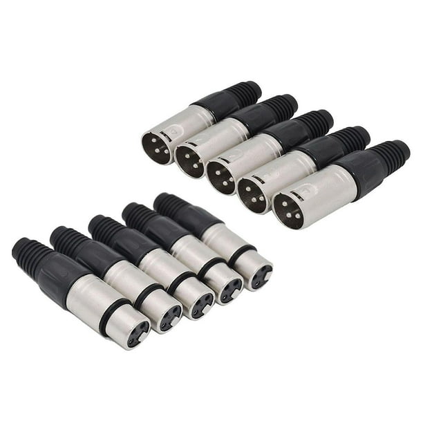 10 Uds conector tipo soldadura Xlr de 3 pines 5 macho + 5 conector de Cable hembra micrófono ...