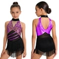 Aislor Girls Sequin Fringe Sleeveless Halter Neck Tassel Bodysuit ...