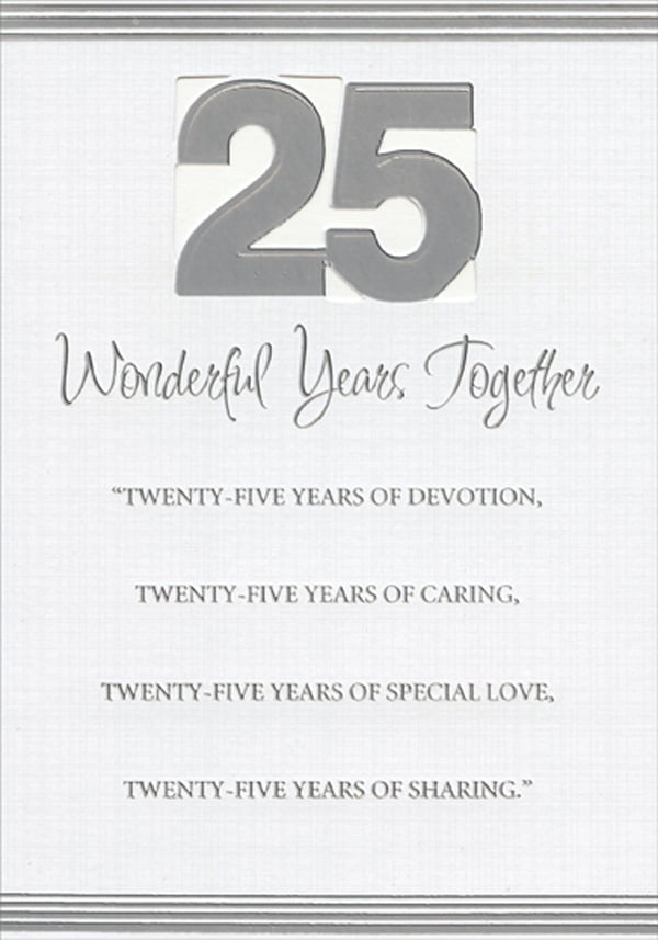 Designer Greetings 25 Wonderful Years Together Due Cut Window 25th ...